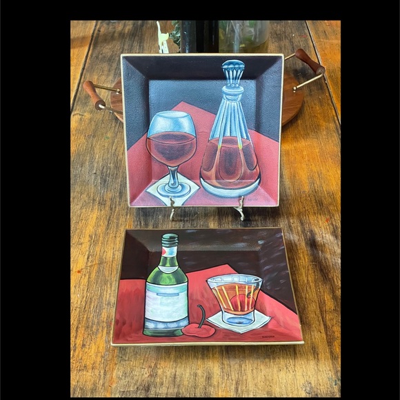 Art | 2 Vintage Wall Plate Artist Will Rafuse Kitschy Ceramic Bar Art ...